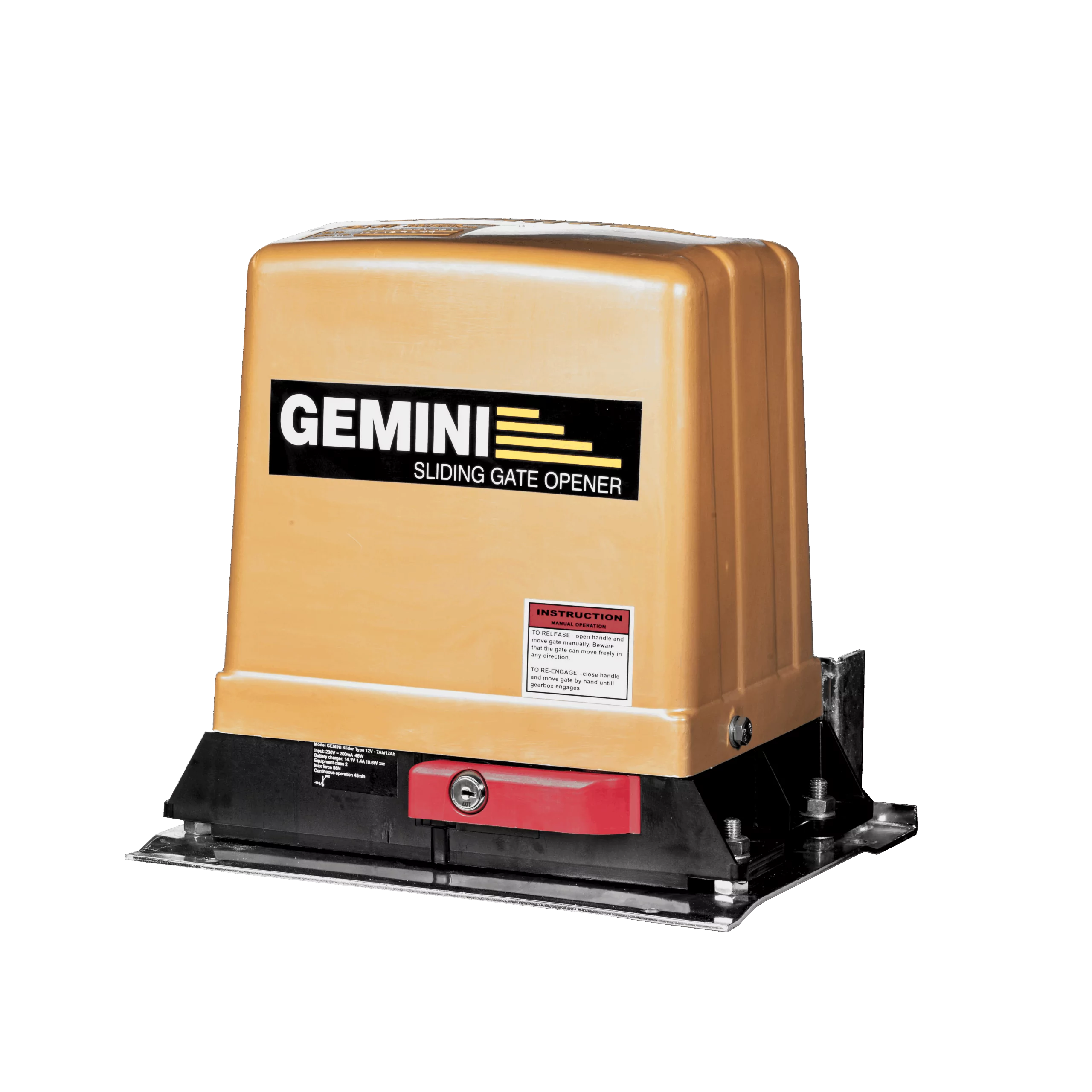 GEMINI SLIDING GATE MOTOR 12V 12A – Cajees Lighting and Electrical